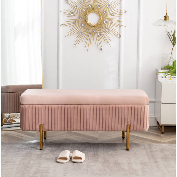 Willa Arlo Interiors Louvenia 56w Velvet Upholstered Flip Top Bench